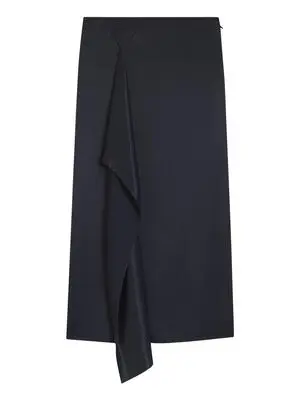BOSS Satin Faux-wrap Midi Skirt - Dark Blue