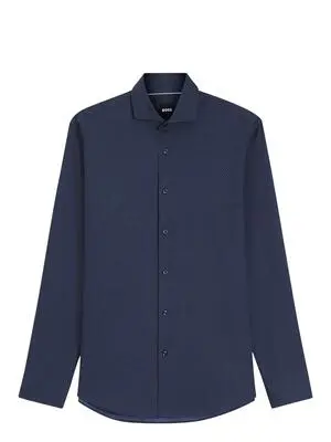 BOSS Regular-fit Shirt In Cotton Dobby - Dark Blue