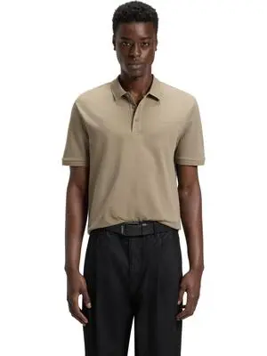 Hugo Regular-fit Cotton Polo With Logo Print Brown