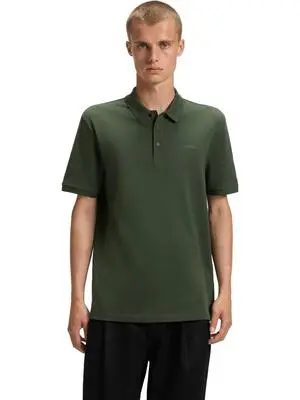 Hugo Regular-fit Cotton Polo With Logo Print - Dark Green