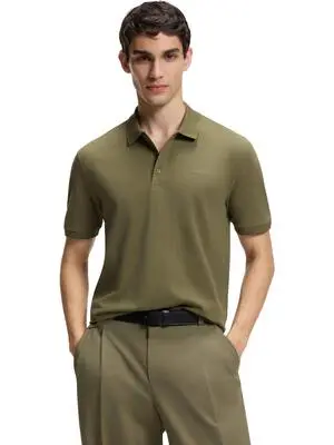 Hugo Regular-fit Cotton Polo With Logo Print Light Green