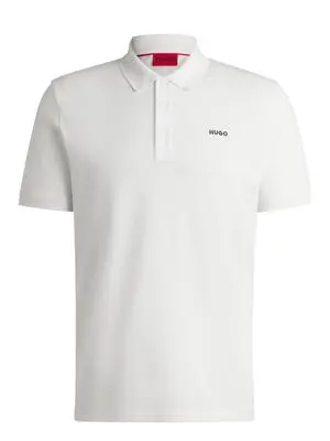Hugo Regular-fit Cotton Polo With Logo Print White