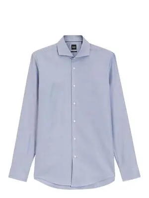 BOSS Wrinkle-resistant Slim-fit Shirt In A Cotton Blend Blue