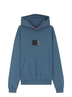Hugo Cotton Terry Hoodie With Gradient Logo - Light Blue