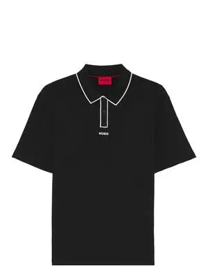 Hugo Luxury Cotton Polo Shirt With Contrast Trim Black