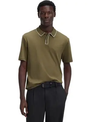 Hugo Cotton-jersey Polo Shirt With Contrast Edges - Light Green