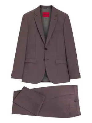 Hugo Two-piece Extra-slim-fit Suit In Wool-blend Poplin - Light Brown