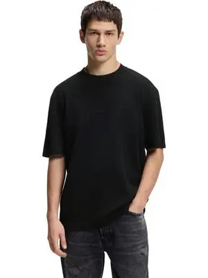 Hugo Waffle-structured T-shirt In Cotton - Black