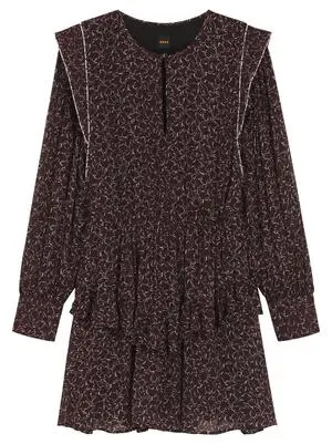 BOSS Printed Mini Dress With Contrast Piping - Patterned