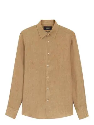 BOSS Slim-fit Shirt In Italian-made Linen - Beige