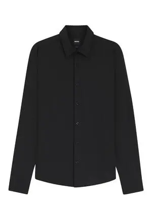 BOSS Performance-stretch Slim-fit Shirt In Structured Jersey - Black