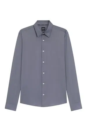 BOSS Slim-fit Shirt In Structured Performance-stretch Fabric - Grey