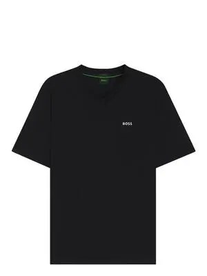 BOSS Stretch-cotton Regular-fit T-shirt With Contrast Logo Black