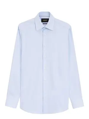 BOSS Striped Regular-fit Shirt In Italian-made Cotton - Light Blue