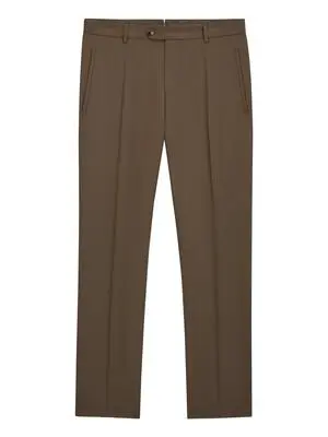 BOSS Regular-fit Trousers In Virgin And Textured Wool - Light Green