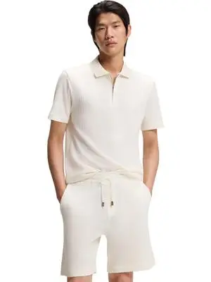 BOSS Cotton-silk Polo Shirt With Zip Neck - White