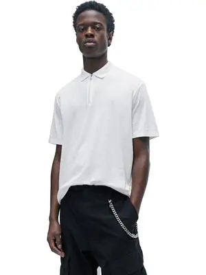 Hugo Cotton-blend Polo Shirt With Zip Placket White