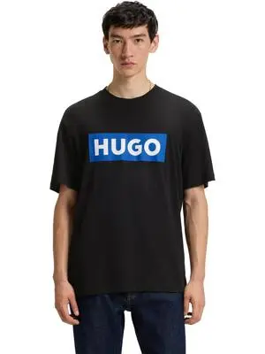 Hugo Blue-logo T-shirt In Cotton Jersey - Black