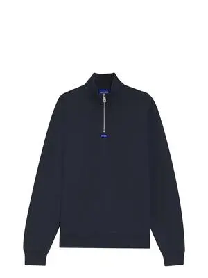 Hugo Cotton Terry Sweatshirt With Logo Patch - Dark Blue