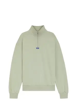 Hugo Cotton Terry Sweatshirt With Logo Patch Light Green