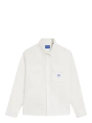 Hugo Logo-label Shirt In Cotton Twill - White