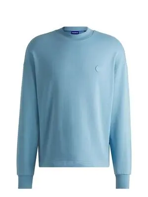 Hugo Cotton-Terry Sweatshirt With Graphic Details Light Blue