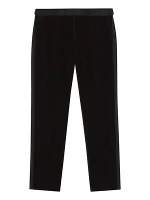 BOSS Slim-fit Tuxedo Trousers In Cotton Velvet - Dark Brown