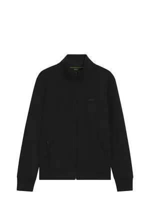 BOSS Stretch-cotton Zip-up Sweatshirt With Logo - Black