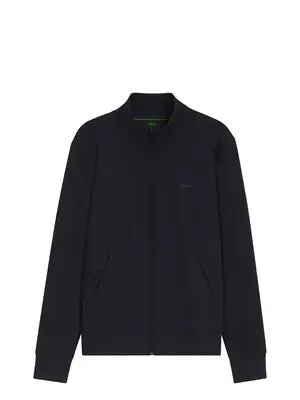 BOSS Stretch-cotton Zip-up Sweatshirt With Logo - Dark Blue