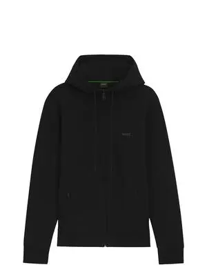 BOSS Logo Print Zip-up Hoodie - Black