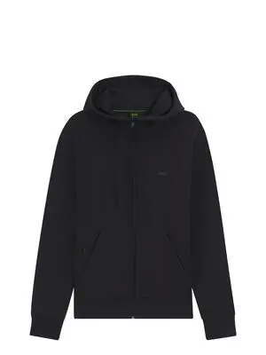 BOSS Logo Print Zip-up Hoodie - Dark Blue