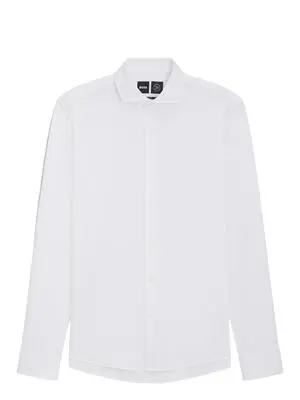 BOSS Slim-fit Shirt In Cotton-piqué Jersey - White