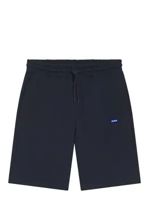 Hugo Cotton-terry Shorts With Logo Patch - Dark Blue