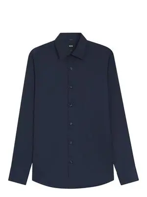BOSS Slim-fit Shirt In Performance-stretch Twill - Dark Blue