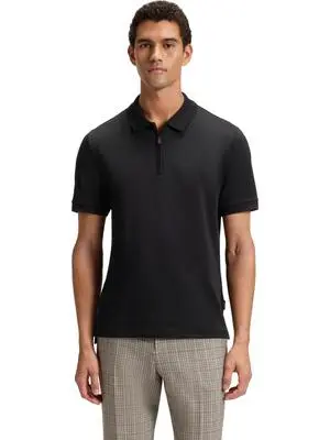 BOSS Polo Shirt With Seersucker Structure Black