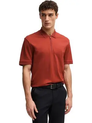BOSS Polo Shirt With Seersucker Structure Dark Orange