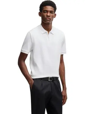 BOSS Polo Shirt With Seersucker Structure White
