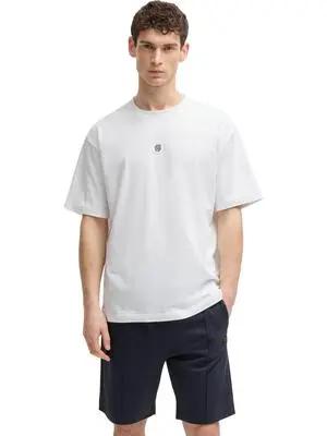 BOSS Stretch-cotton T-shirt With Double B Monogram White