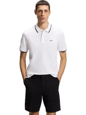 BOSS Cotton-piqué Polo Shirt With Contrast Tipping - White