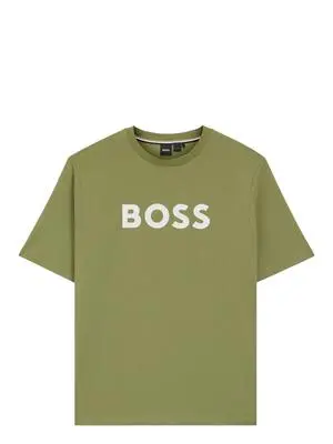 BOSS Cotton Jersey T-shirt With Mixed-print Logo - Green
