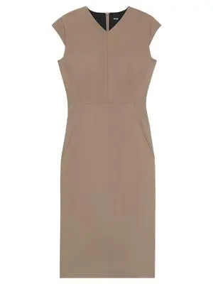 BOSS Stretch-fabric Sheath Dress - Light Brown