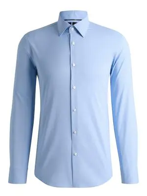 BOSS Regular-fit Shirt In Structured Stretch Fabric Light Blue
