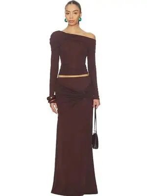 SNDYS Alix One Shoulder Top - Chocolate