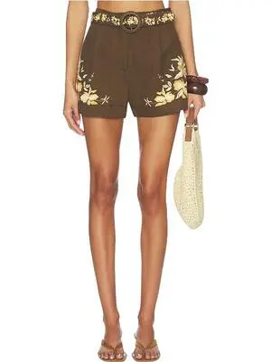 Hemant & Nandita Shorts With Buckle Belt - Brown