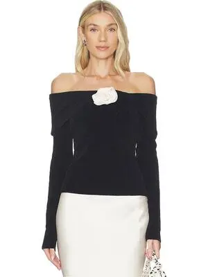 LOVERS AND FRIENDS Eliana Rosette Off The Shoulder Sweater - Black Multi
