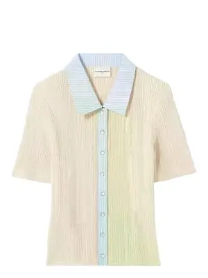 Claudie Pierlot Dual-material Ribbed Knit Shirt - Neutrals
