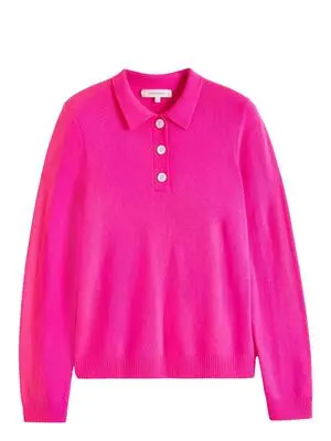 Chinti & Parker Long-sleeved Polo Sweater - Pink