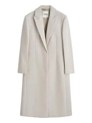 Cos Tailored Wool-twill Long Coat - Light Beige