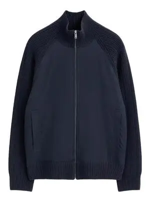 Cos Cotton-paneled Merino Track Jacket - Navy