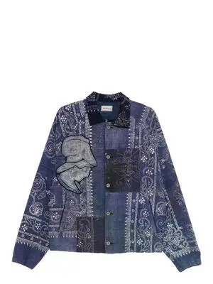 KAFENEO BY TBF Patch-work Shirt Jacket - Blue
